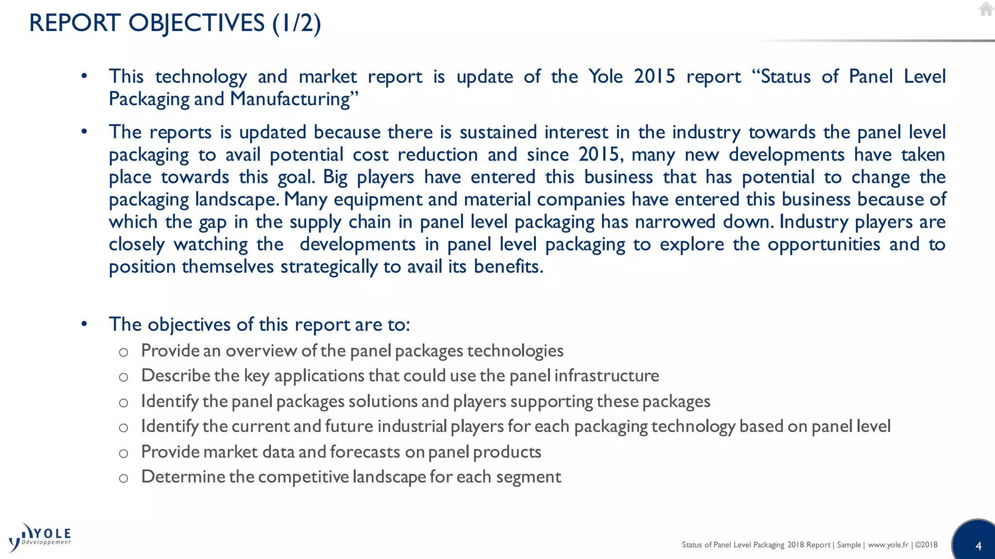 Status of Panel Level Packaging 2018 Report by Yole Developpement | PDF