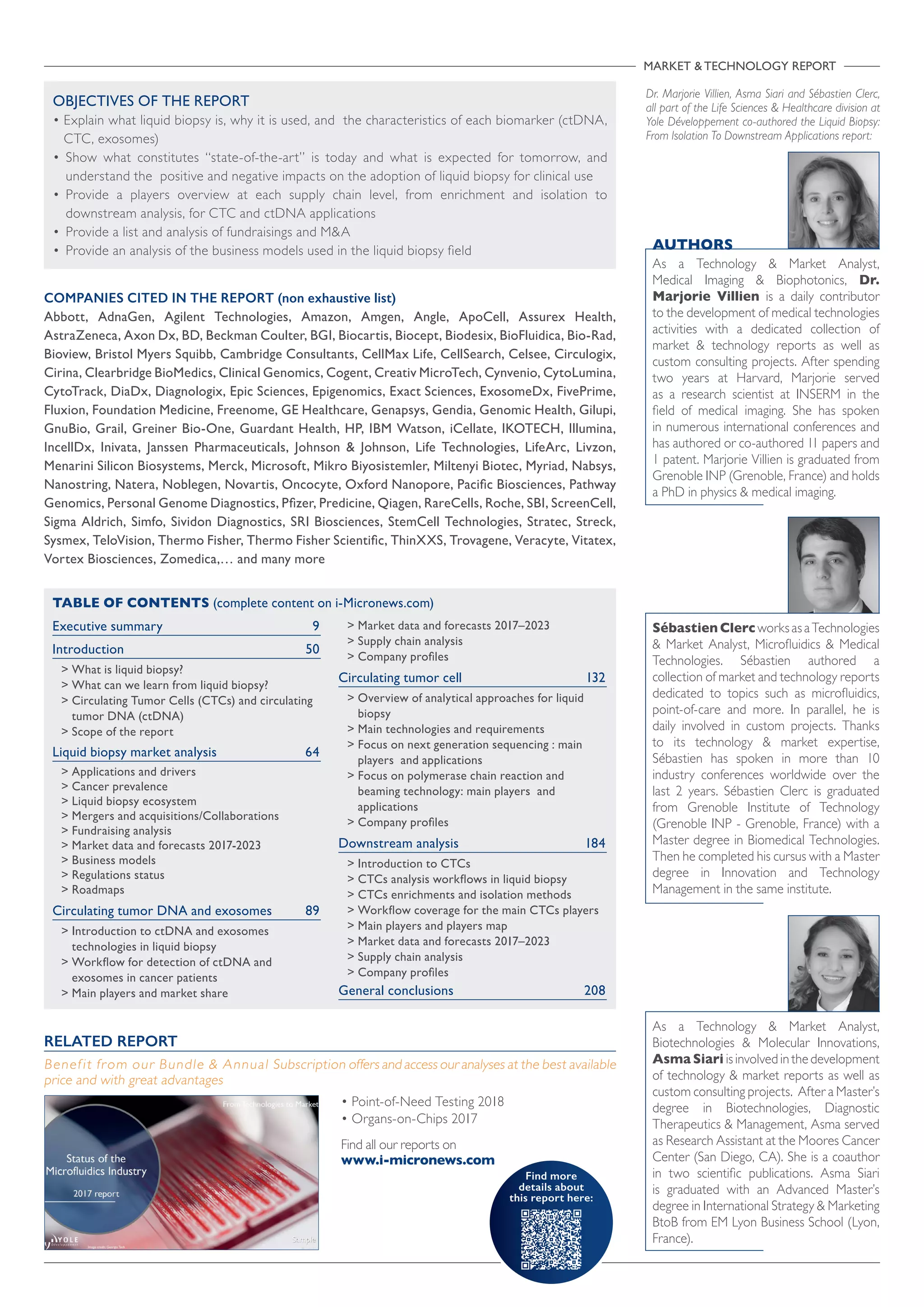 Liquid Biopsy: From Isolation to Downstream Applications 2018 Report by ...