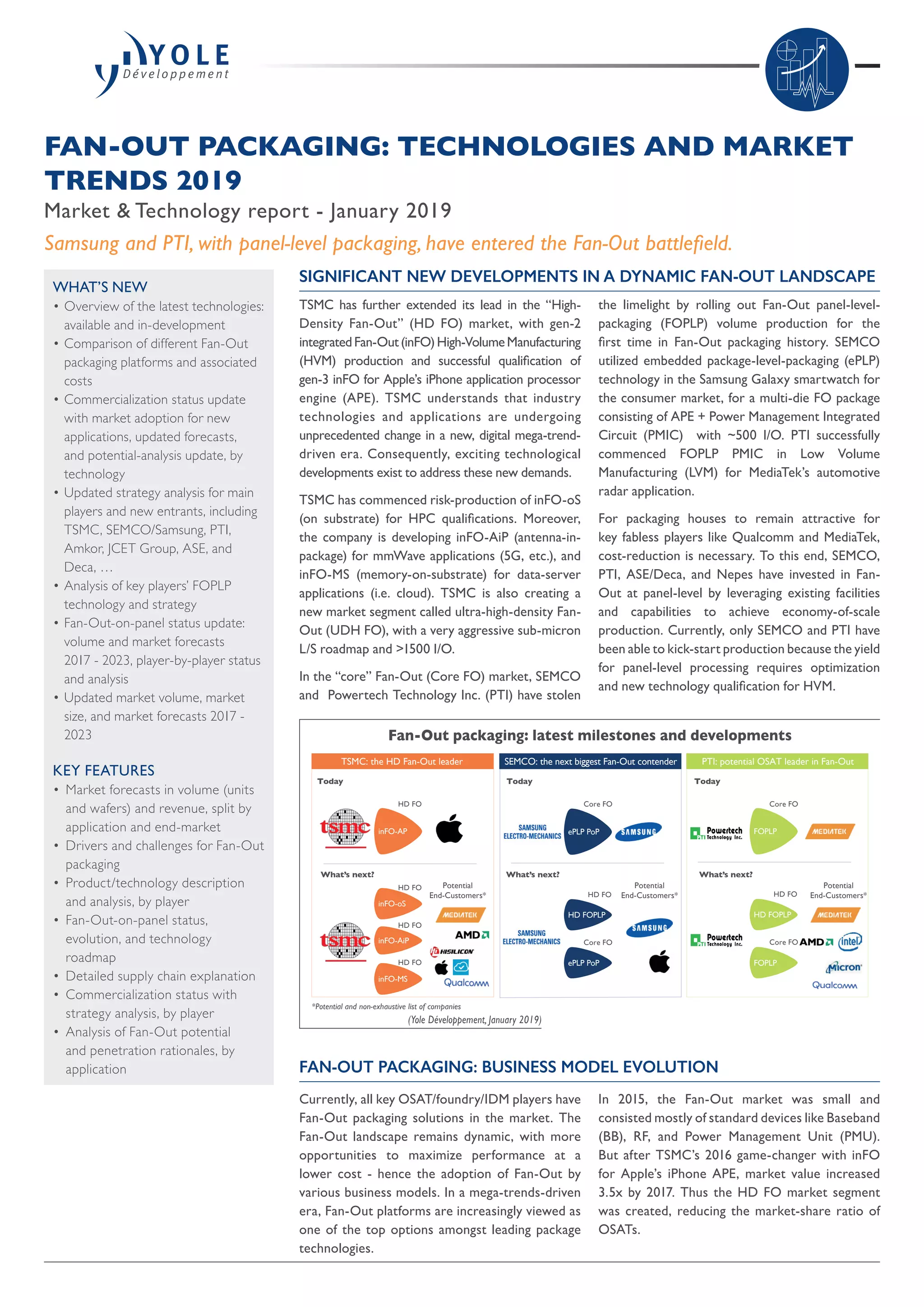 Fan-Out Packaging: Technologies and Market Trends 2019 report by Yole ...