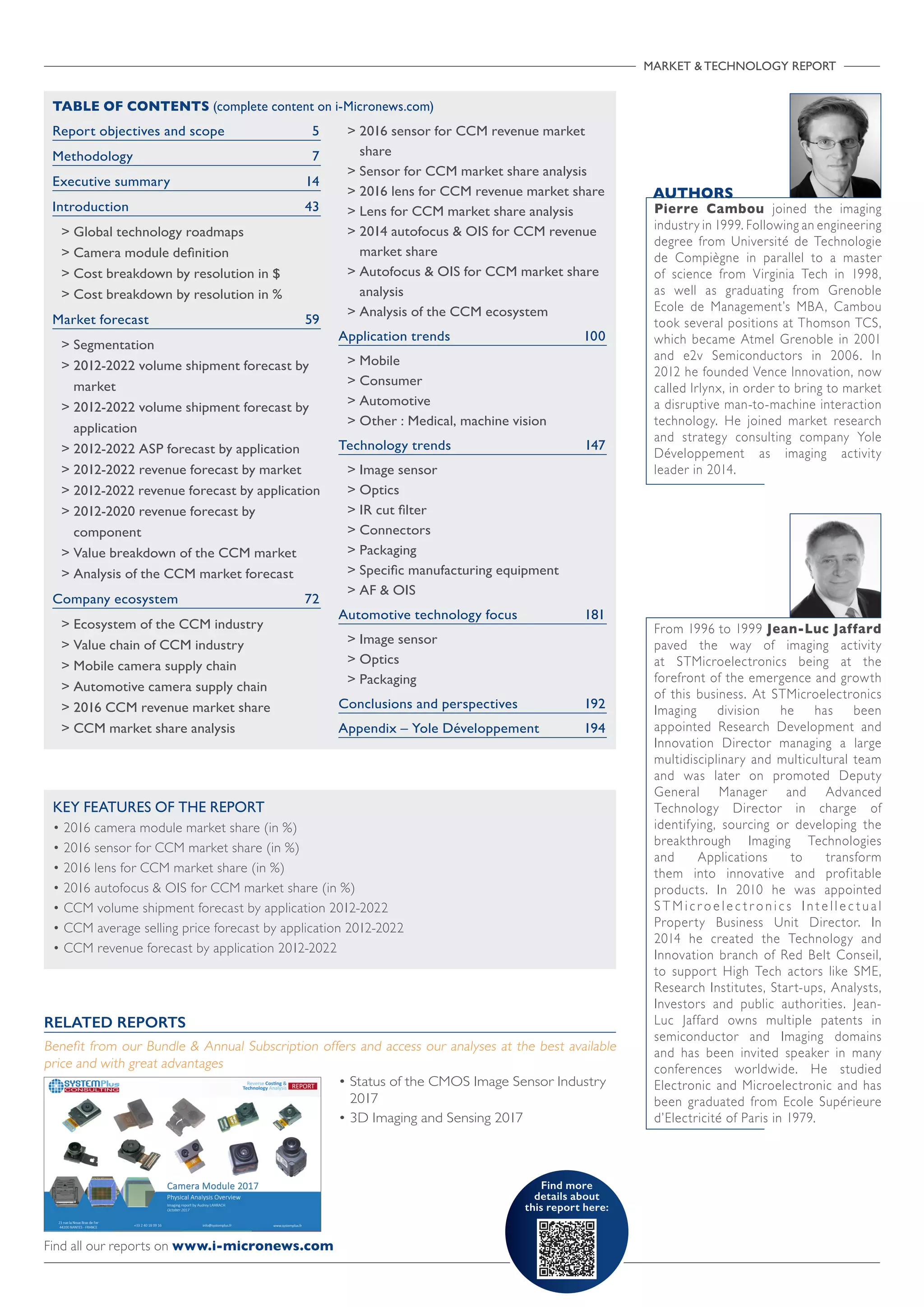 Camera Module Industry 2017 Report by Yole Developpement | PDF