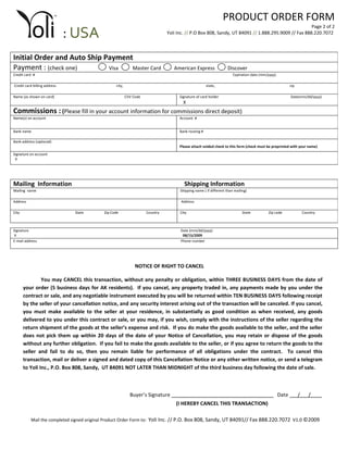 Yoli Order Form | PDF