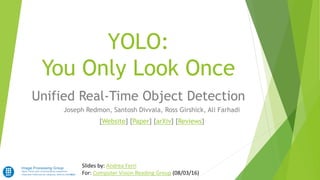 YOLO presentation by idk who it is just to download another file | PDF