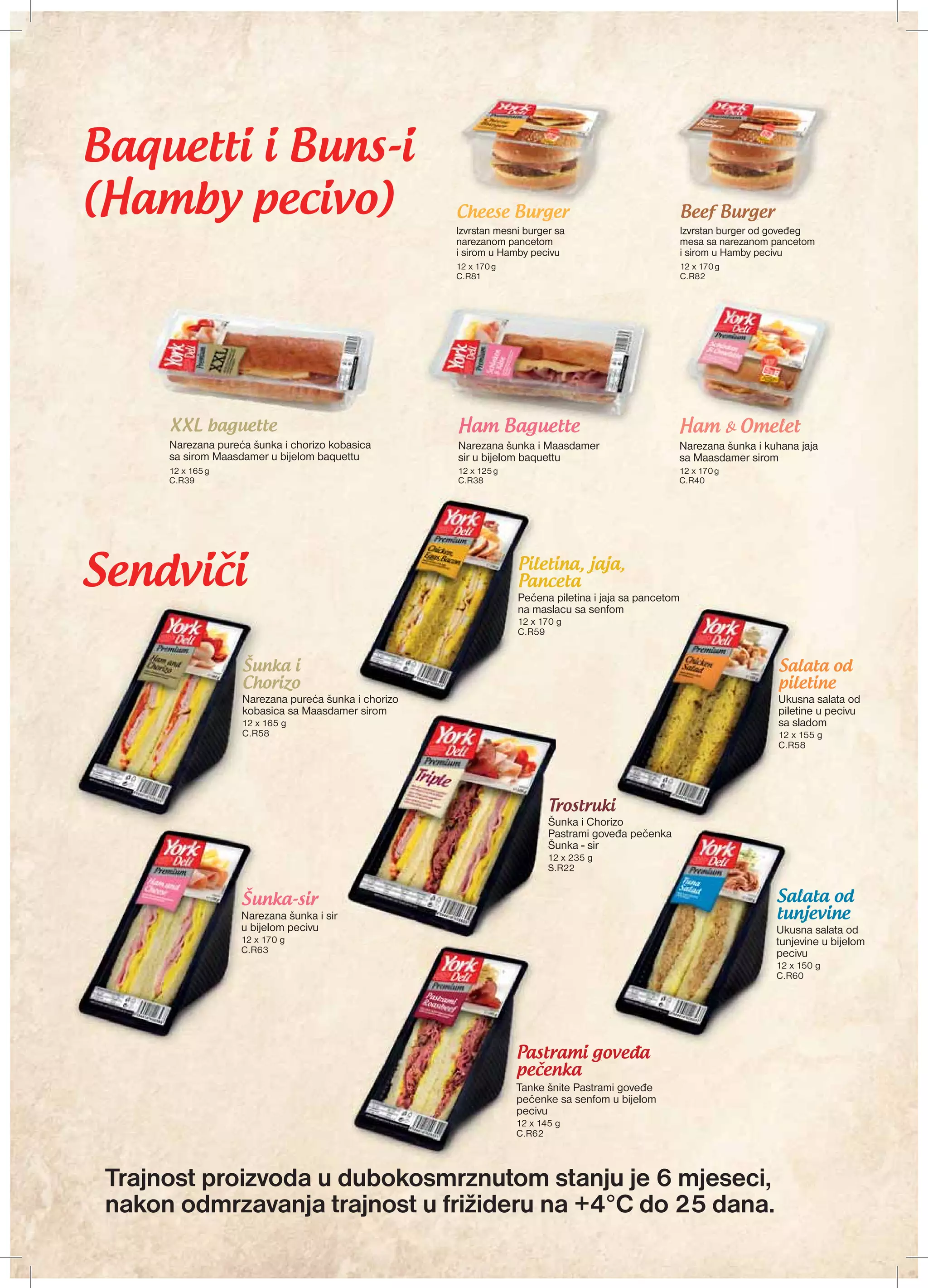 York-Deli frozen sandwiches Croatia | PDF
