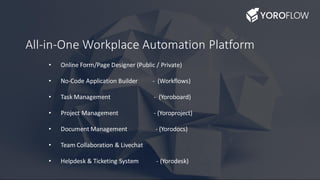 Yoroflow Product Overview | All-in-One Workplace Automation Platform | PPT