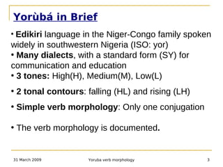 A Computational Approach to Yoruba Morphology | PDF
