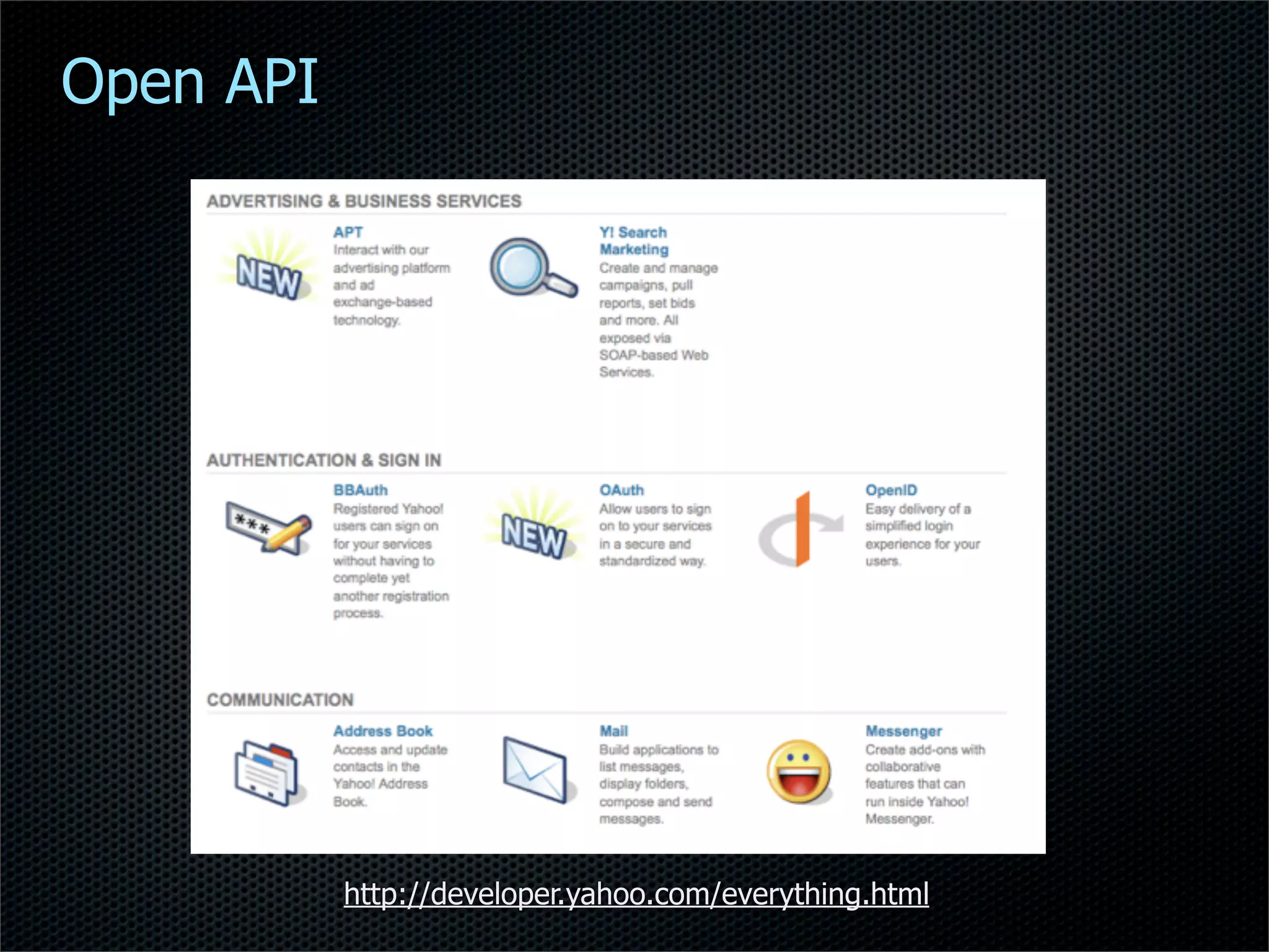 Y! Open Strategy Overview [partial] | PPT
