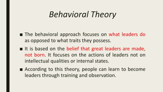 leadreship, theories and principles an introduction | PPTX