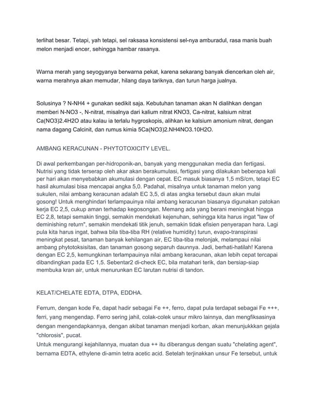 Yos sutiyoso : Catatan Penting Hidroponik | PDF