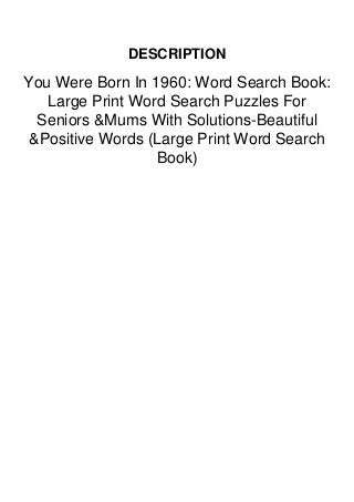 [EBOOK]⚡ You Were Born In 1960: Word Search Book: Large Print Word Search