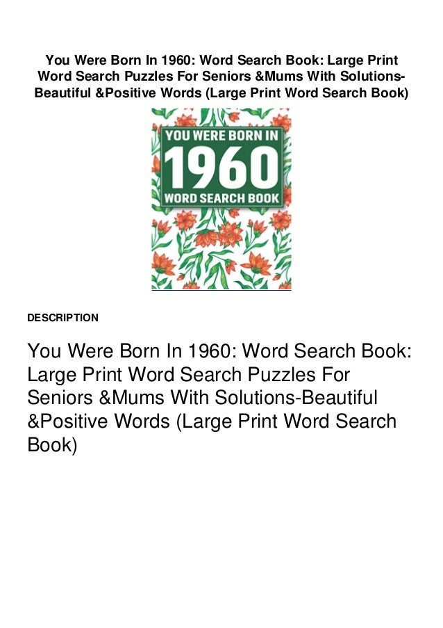 [EBOOK]⚡ You Were Born In 1960: Word Search Book: Large Print Word Search