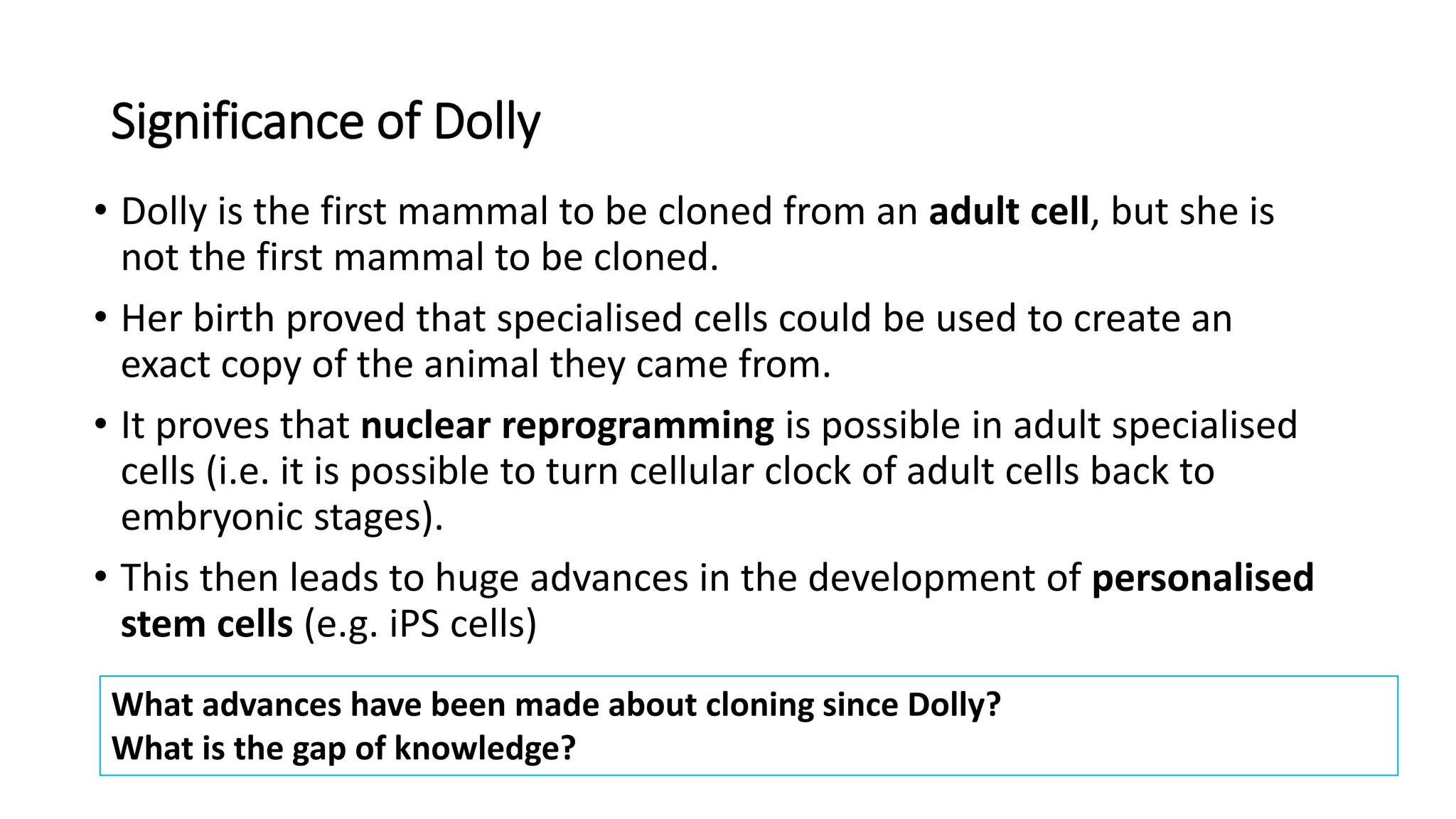 Cloning in mammals: Dolly the sheep | PPTX