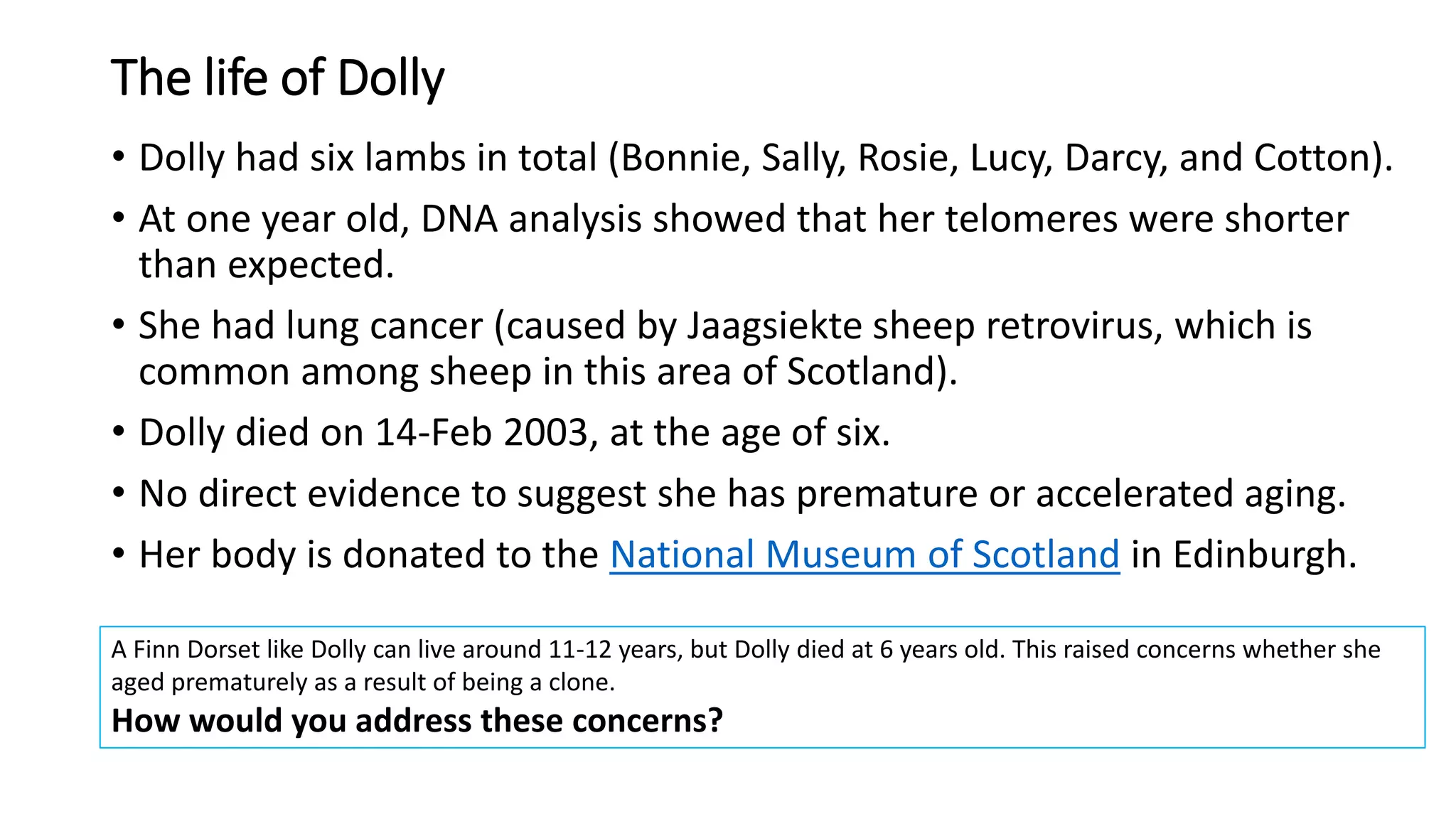 Cloning in mammals: Dolly the sheep | PPTX