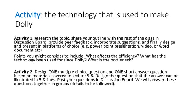 Cloning in mammals: Dolly the sheep | PPTX