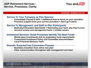 You And ADP 401k | PPT | Retirement Planning | Personal Finance