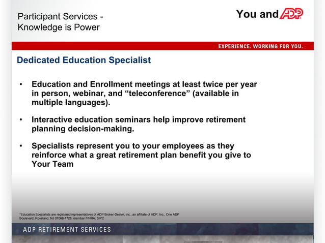 You And ADP 401k | PPT | Retirement Planning | Personal Finance
