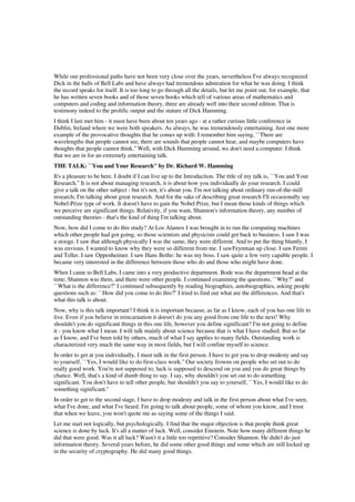 "You and Your Research": Richard W Hamming | PDF