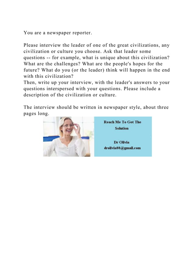 You are a newspaper reporter.Please interview the leader of one .docx