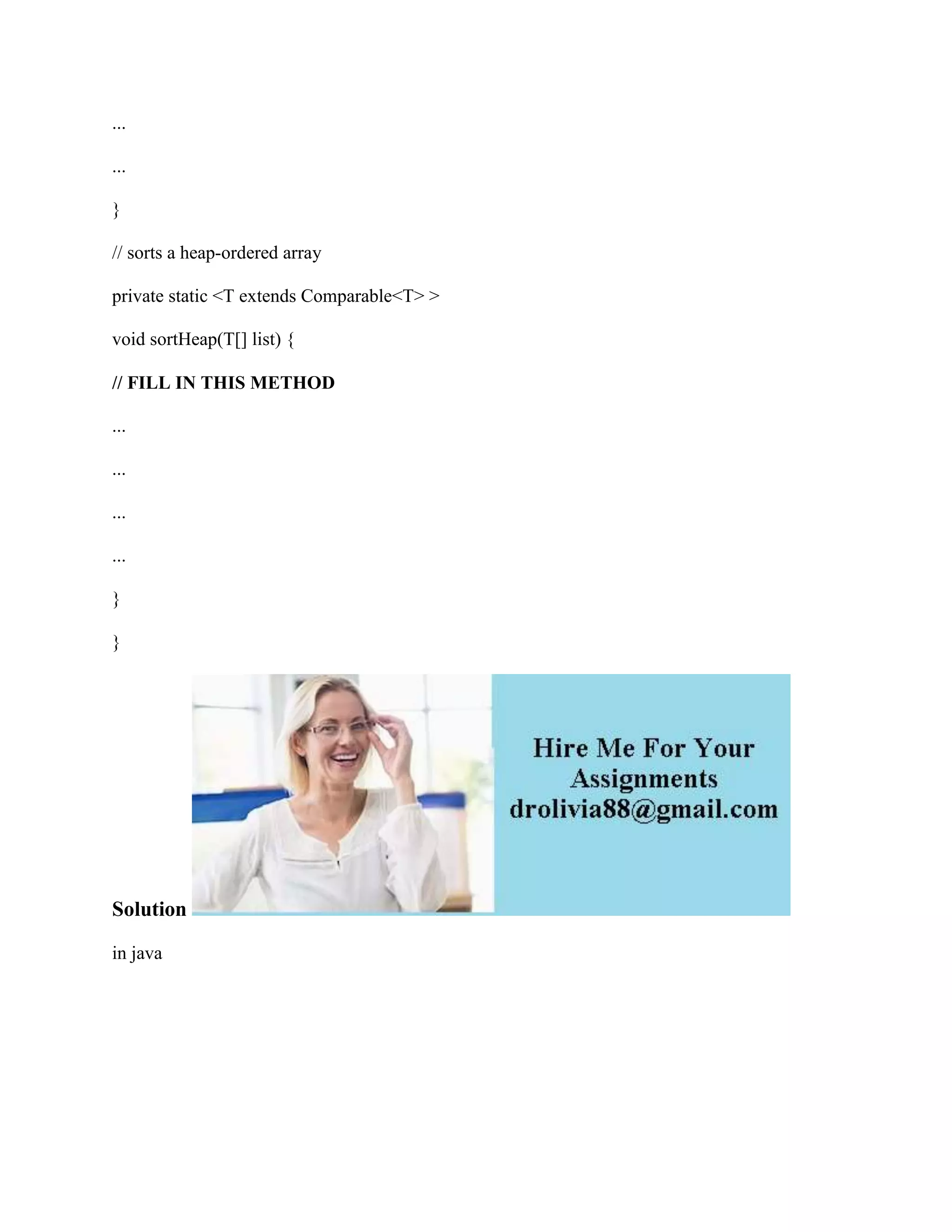 You Are Given The Following Heapsort Class Outline Fill In The Siftddocx