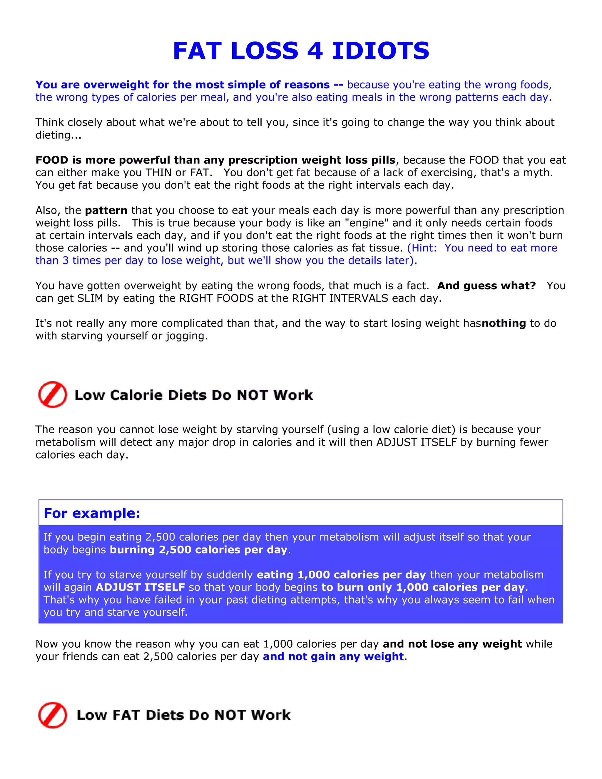 Fat Loss 4 Idiots Reviews | PDF