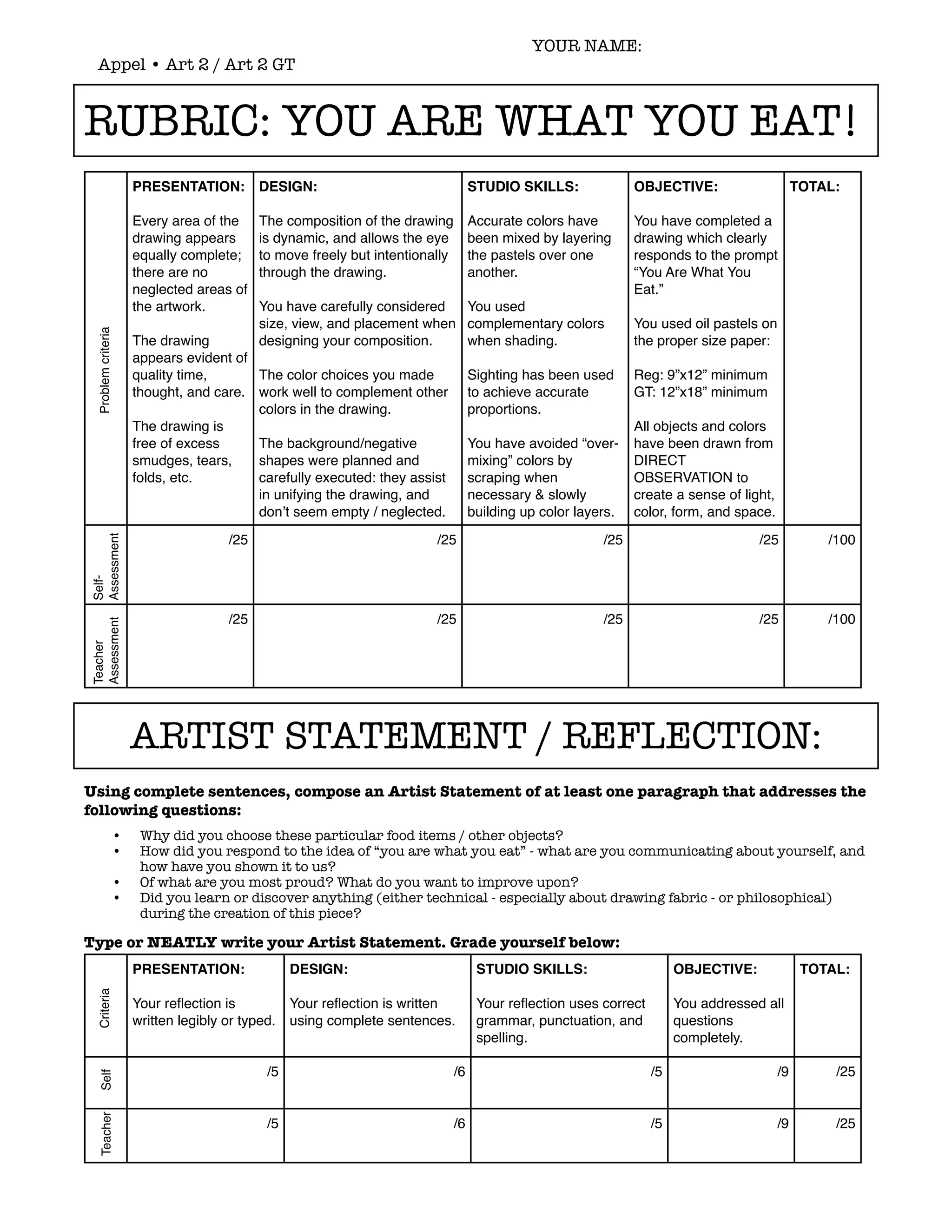 You are what you eat hw 2014 | PDF