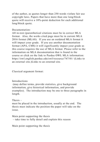 You are writing an argumentative essay in which you take a stand.docx