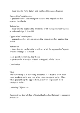 You are writing an argumentative essay in which you take a stand.docx