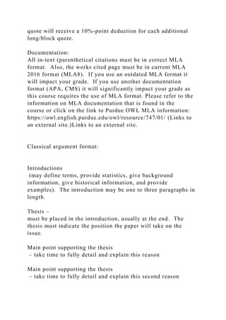 You are writing an argumentative essay in which you take a stand on .docx