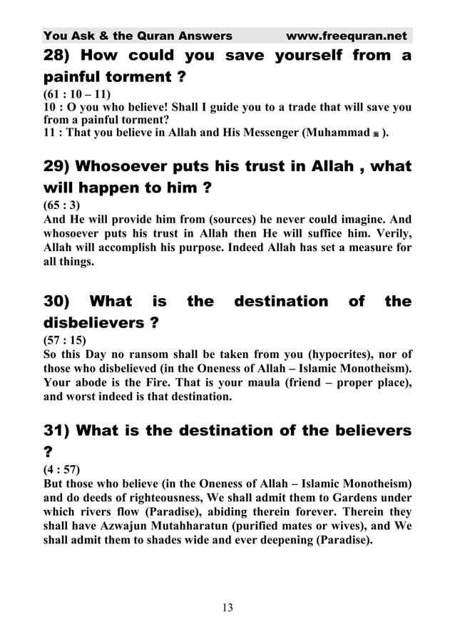 You ask & the quran answers | PDF