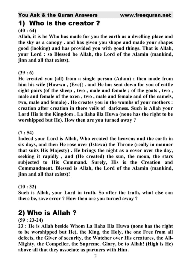 You ask & the quran answers | PDF