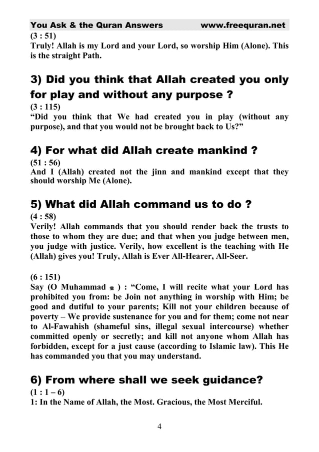 You ask & the quran answers | PDF