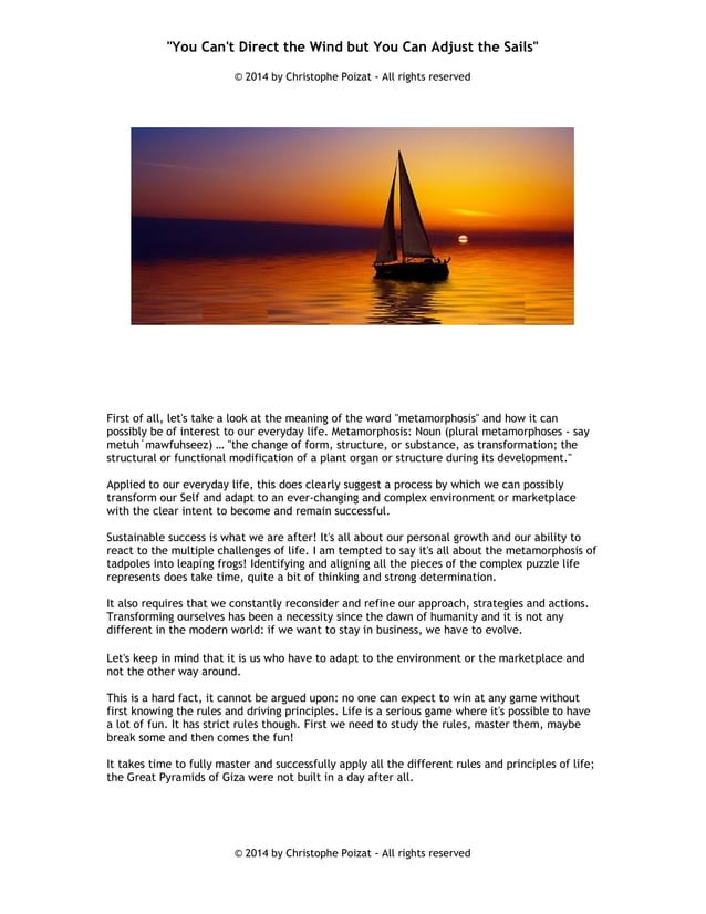 You Can't Direct The Wind But You Can Adjust The Sails | PDF