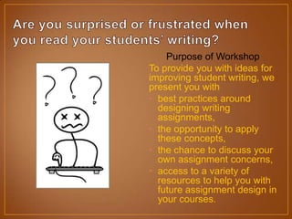 You Get What You Give: Designing Effective Writing Assignments | PPTX