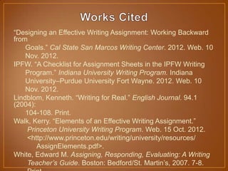 You Get What You Give: Designing Effective Writing Assignments | PPTX