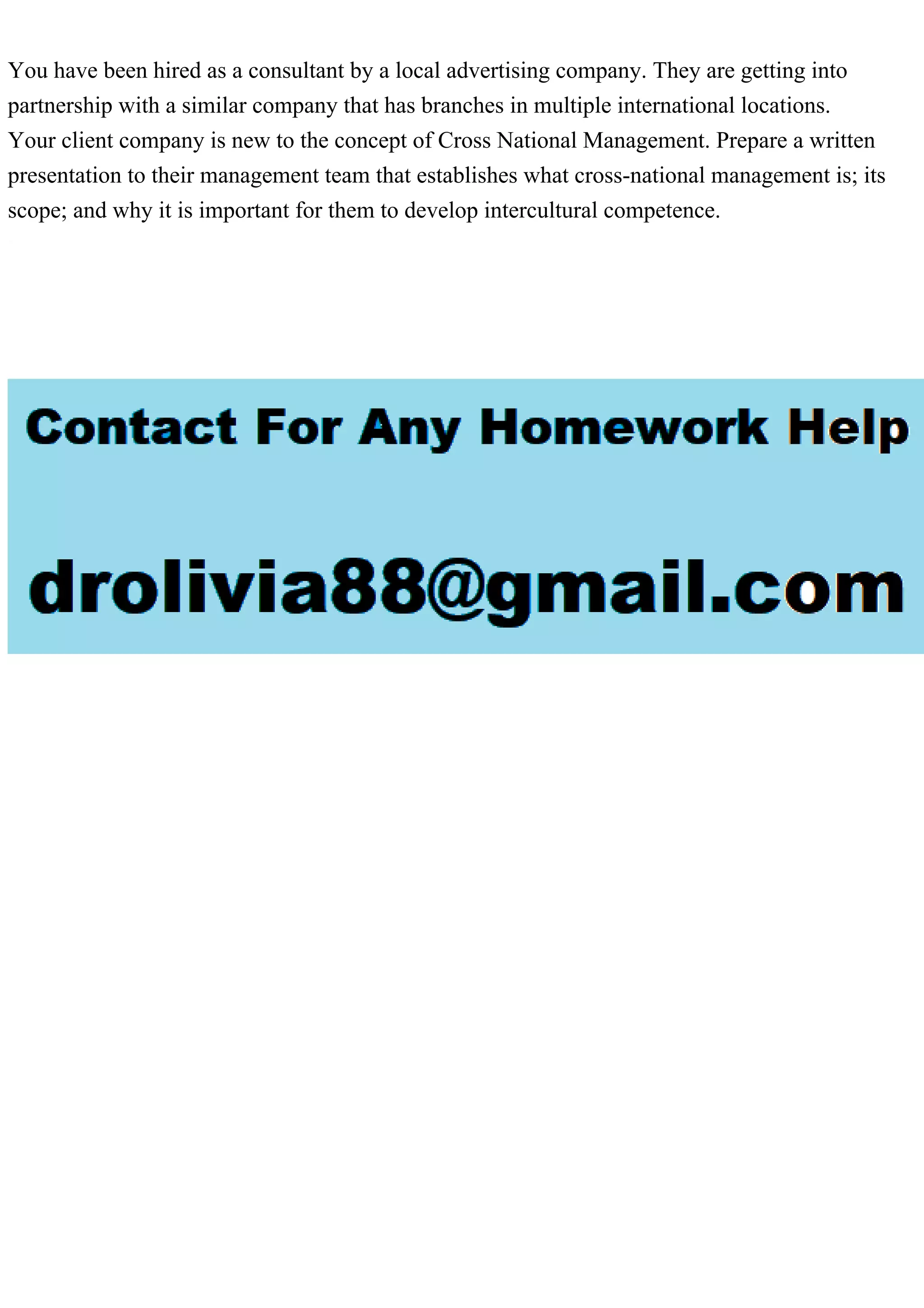 You have been hired as a consultant by a local advertising company. .pdf