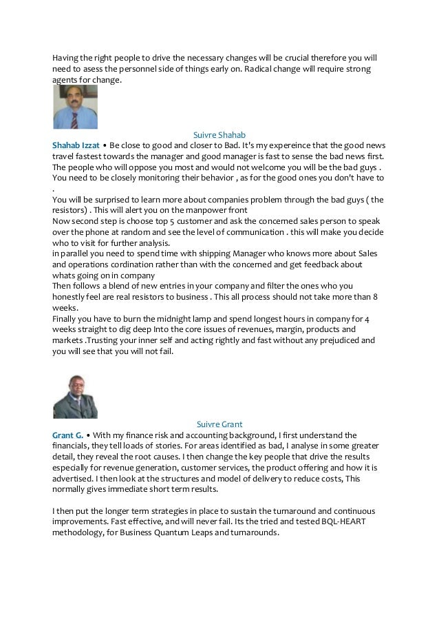 You have been hired by a company with poor or inconsistent performance ...