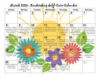 March Self-Care Calendar For Leaders | PPT