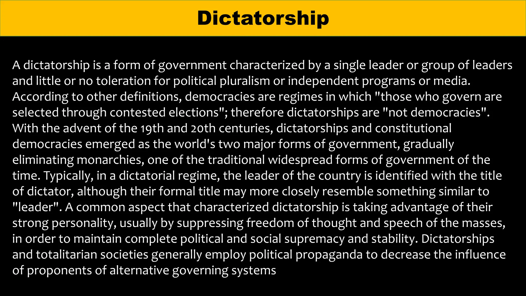 You must know more about Dictators, and to prevent to days new ...