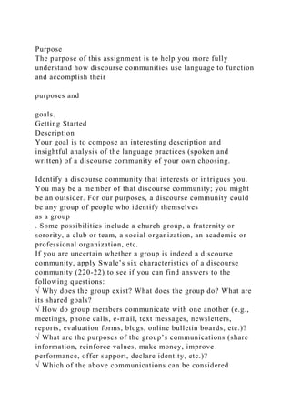 You need to know Concept of Discourse Communities( GOOGLE IT ).docx