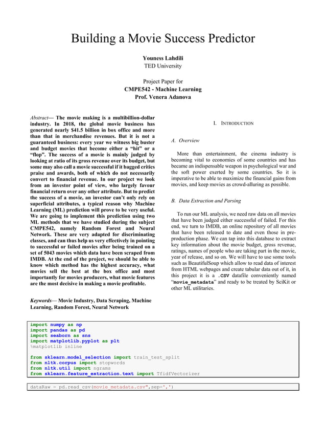 Building a Movie Success Predictor | PDF | Video Production | Content ...