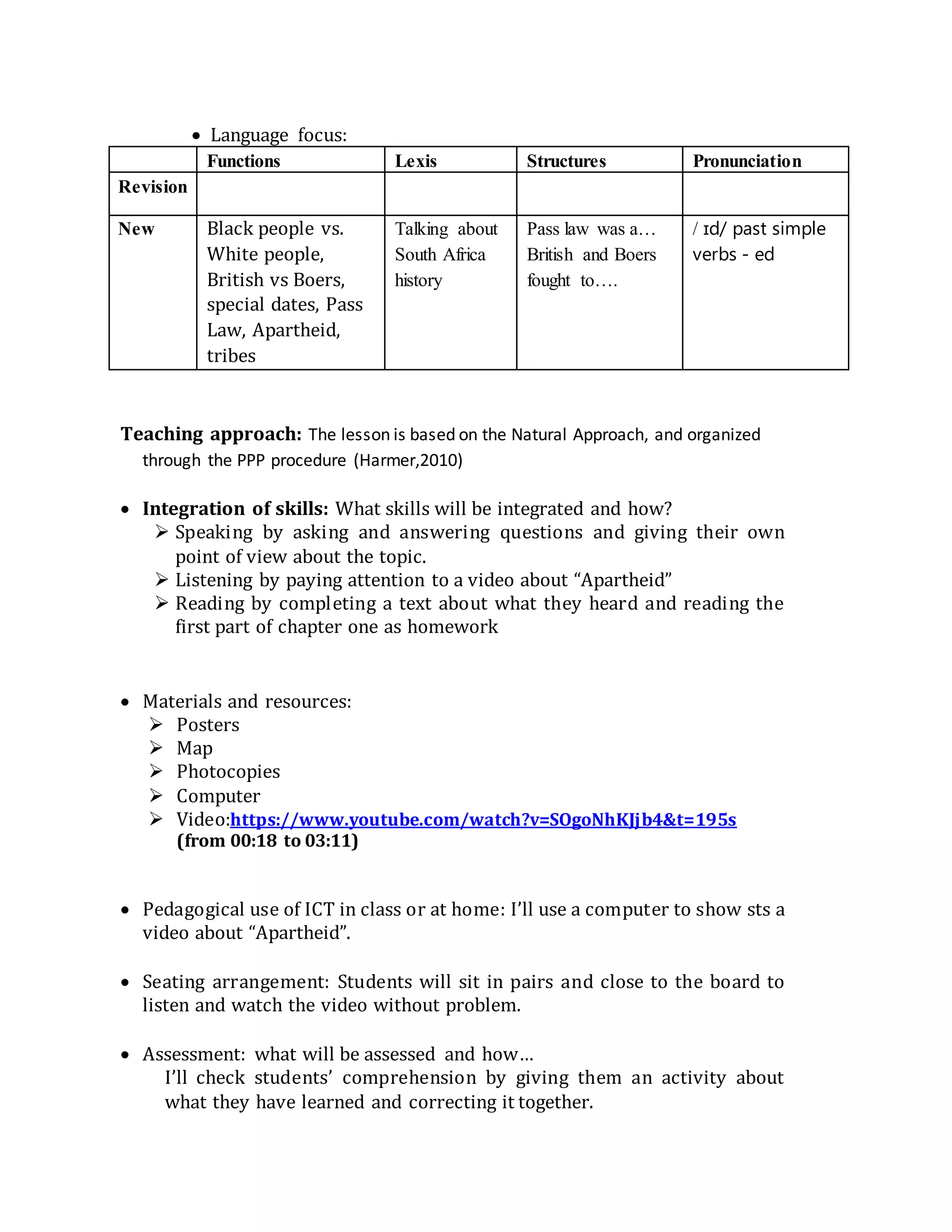 Lesson plans, class 1 | DOCX