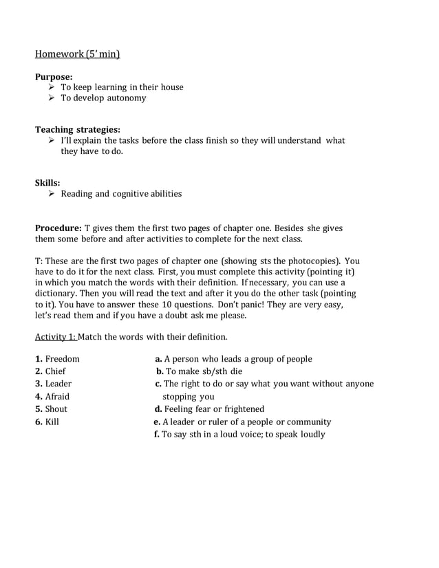 Lesson plans, class 1 | PDF
