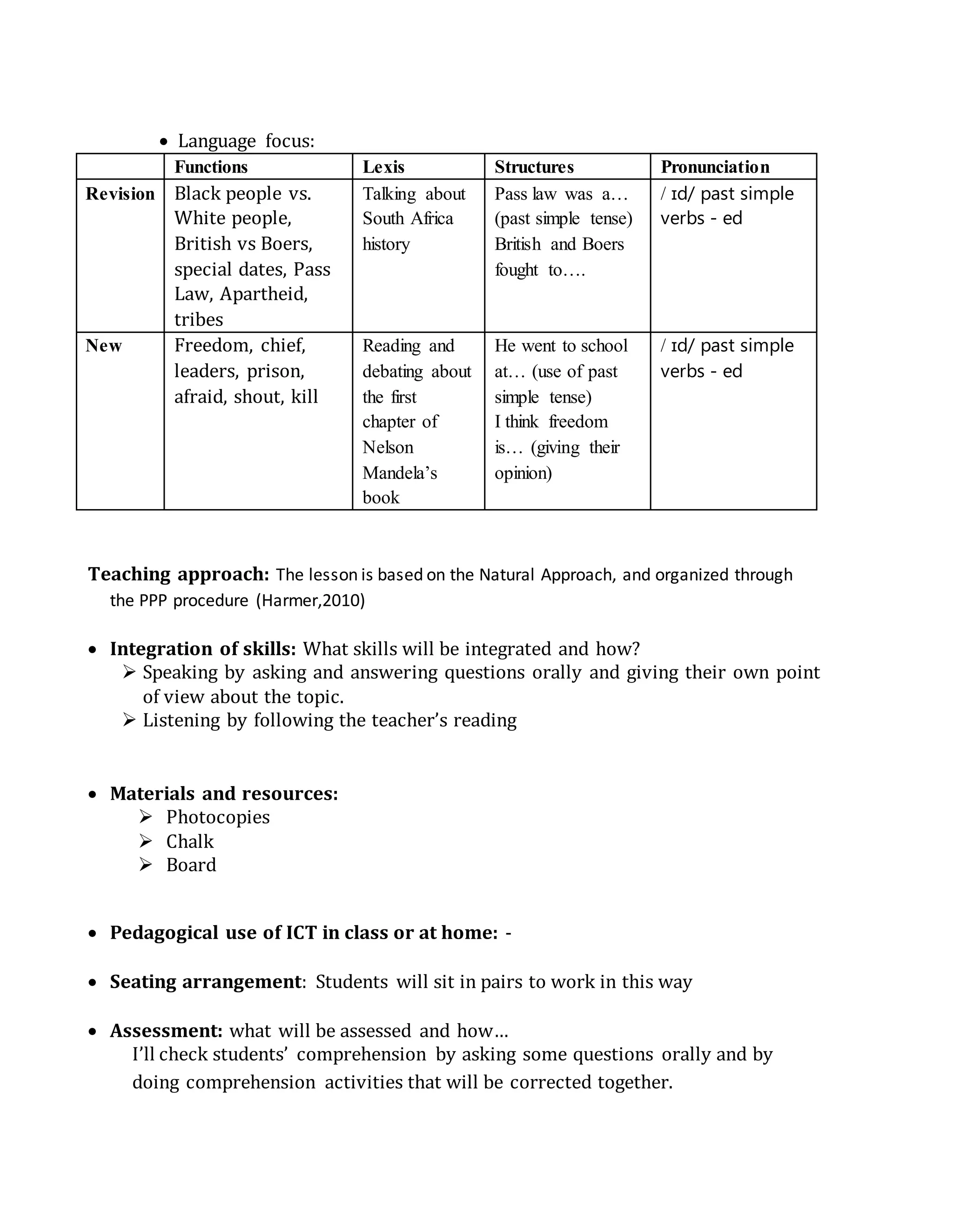 lesson plans, class 2 | DOCX