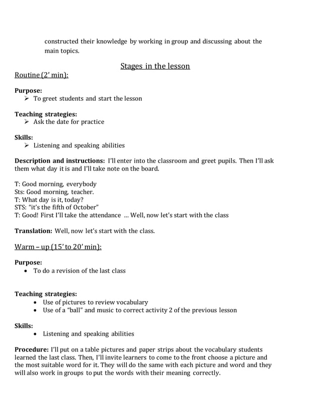 lesson plans, class 3 | DOCX