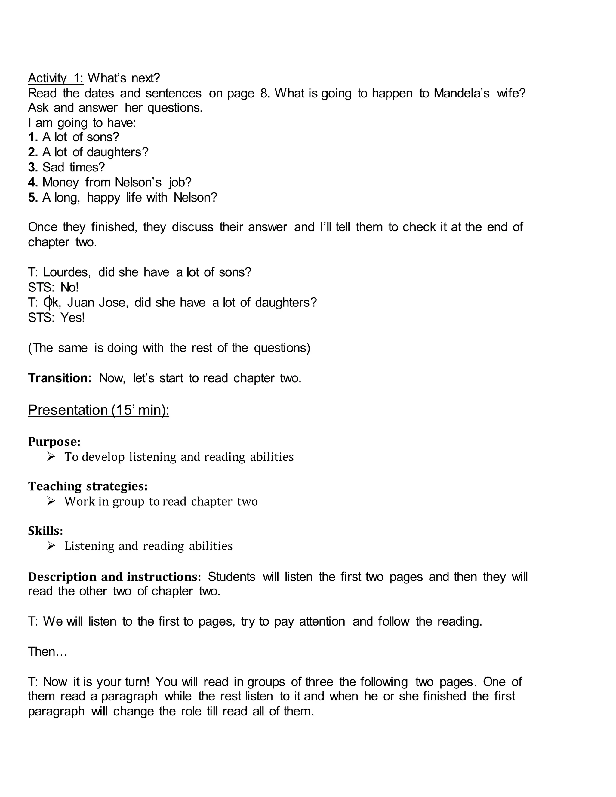 lesson plans, class 4 | PDF