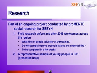 Young people in BiH: voluntarism, pro-social values and employability | PPT
