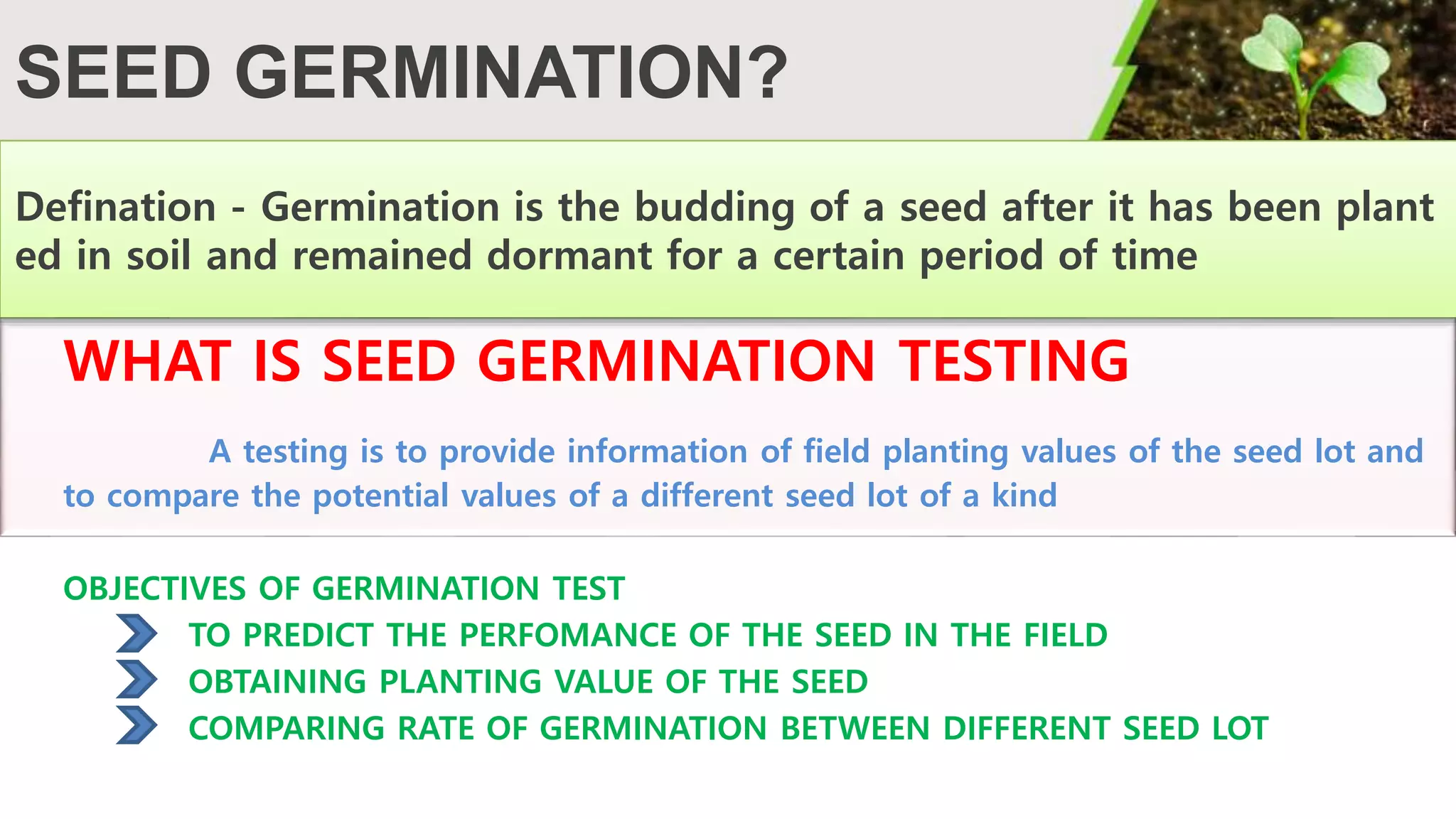 Testing for seed germination | PPTX