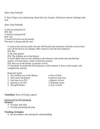 Lesson plans, class 3 | DOCX