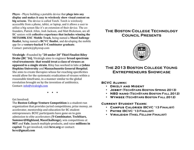 Young entrepreneurship showcase summary sheet | PDF