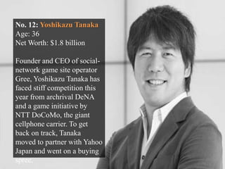 Youngest Billionaires of 2013 - Forbes | PPTX