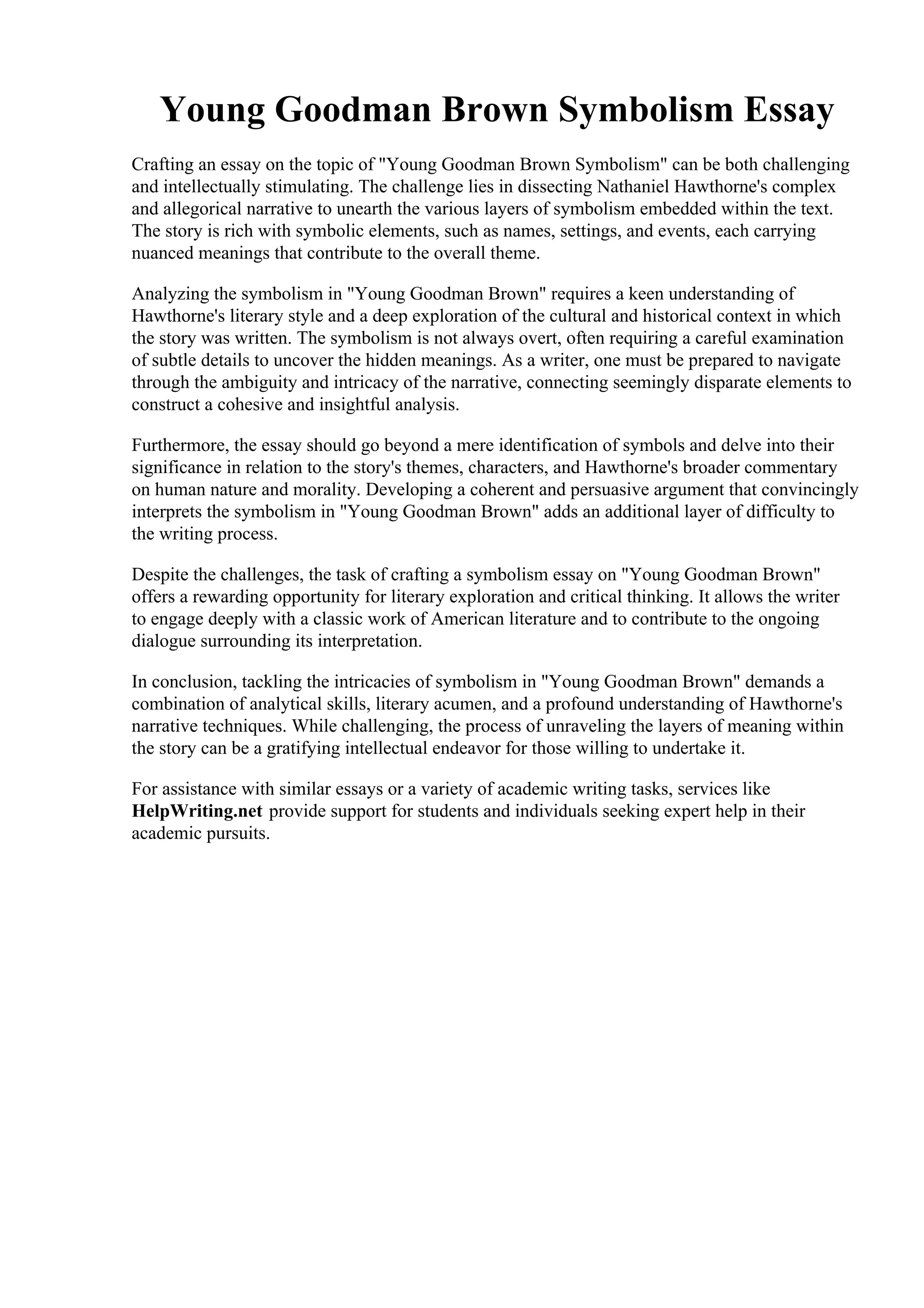 Young Goodman Brown Symbolism Essay.pdf